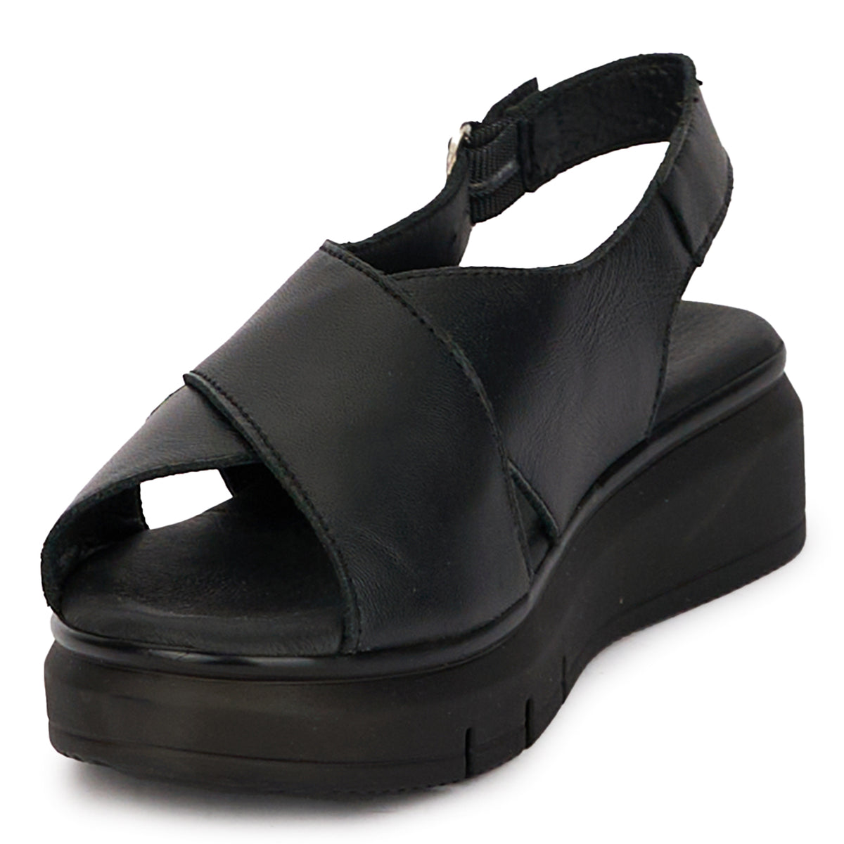 Sandale dama din piele naturala neagra cu platforma 18264 – Superlative.ro