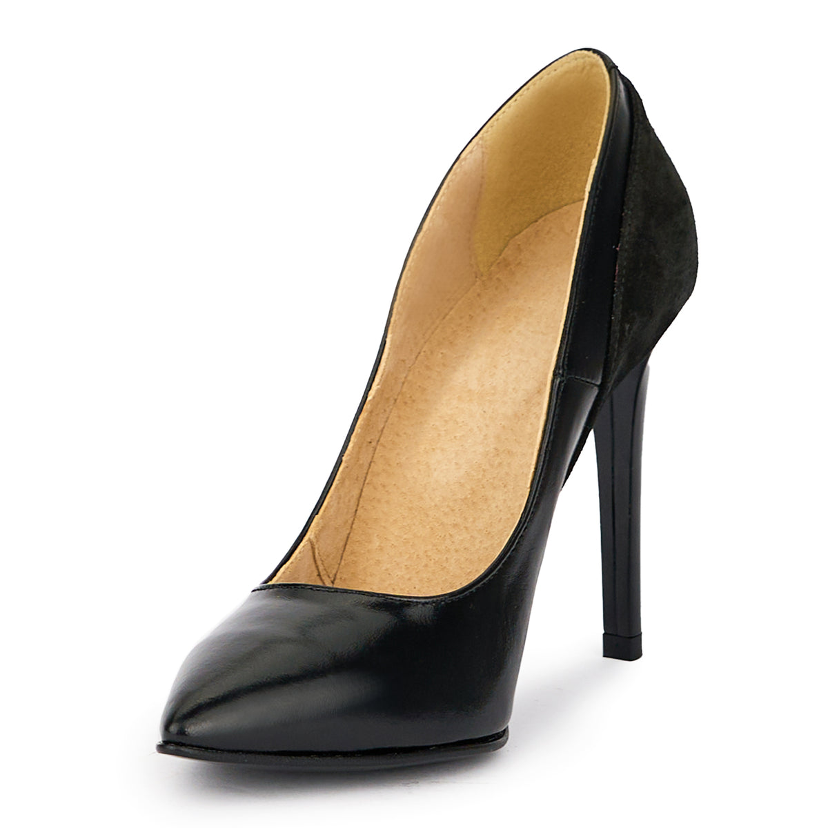 Pantofi dama din piele naturala neagra cu toc subtire 10.5 cm 15428 – Superlative.ro