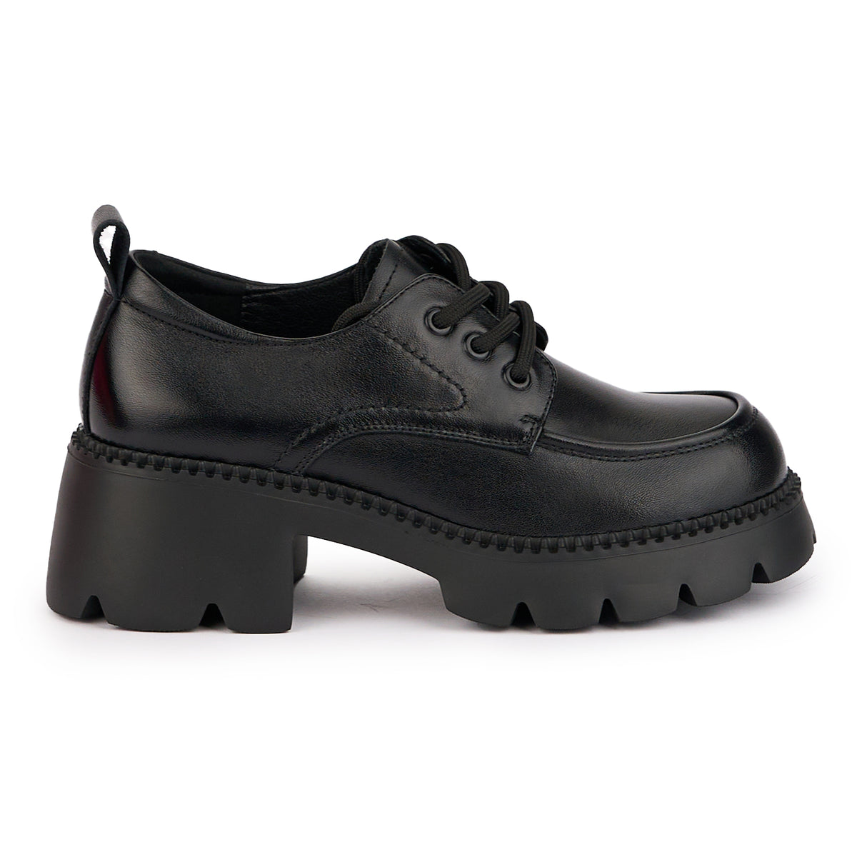 Pantofi dama din piele naturala neagra cu talpa inalta 16841 ...