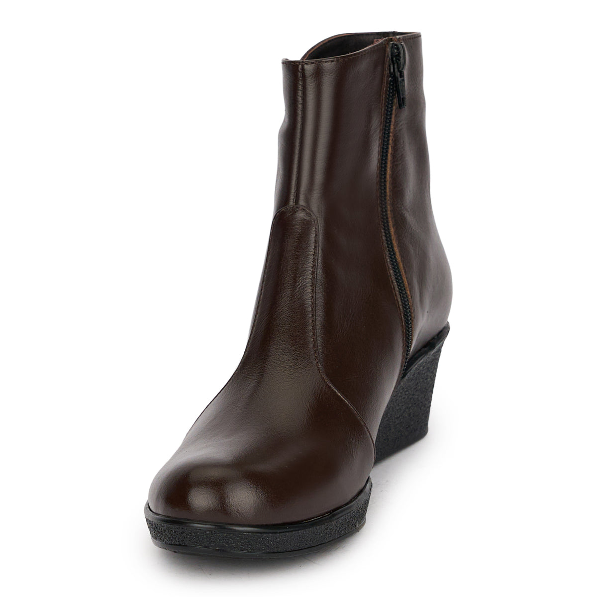 Botine dama din piele naturala maro cu platforma 5 cm 18951 ...