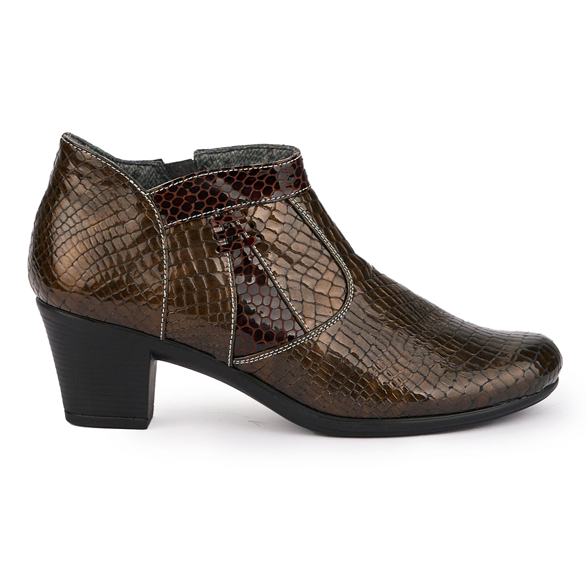 Botine dama din piele naturala maro cu toc 6 cm 16887 – Superlative.ro