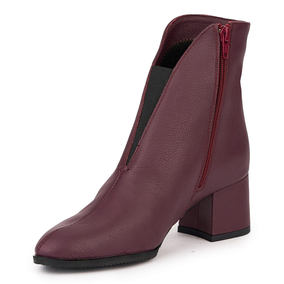 Botine dama din piele naturala mov cu toc gros 6 cm 17126 – Superlative.ro