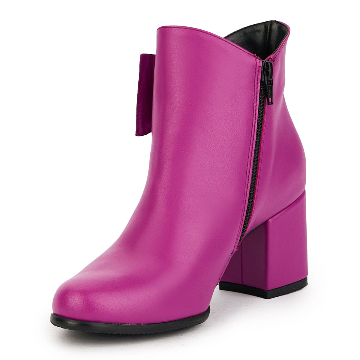 Botine dama din piele naturala mov cu toc gros 7 cm 17379 – Superlative.ro