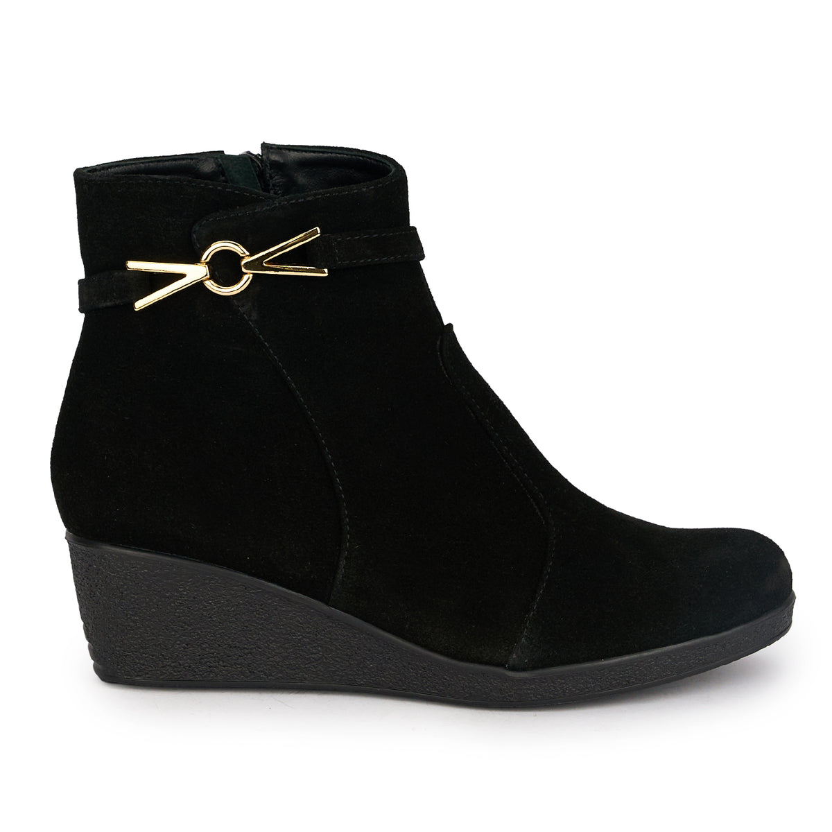 Botine dama din piele naturala neagra cu platforma 5 cm 18948 ...