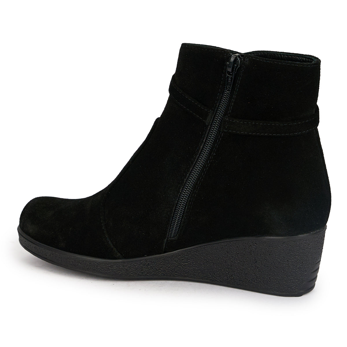 Botine dama din piele naturala neagra cu platforma 5 cm 18948 ...