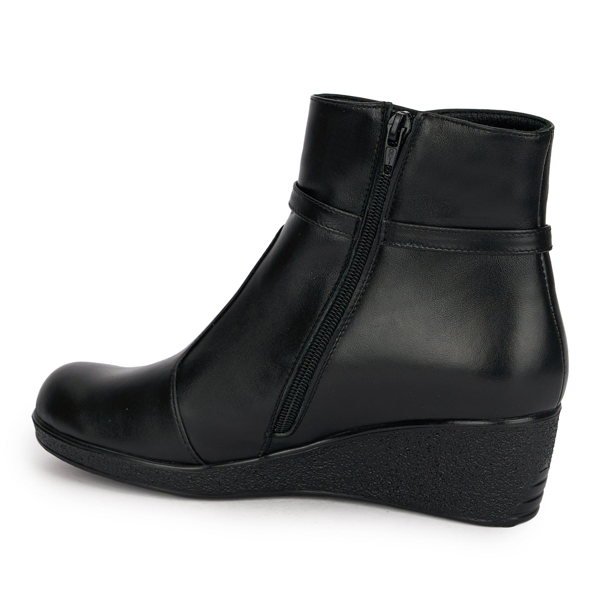 Botine dama din piele naturala neagra cu platforma 5 cm 18949 ...