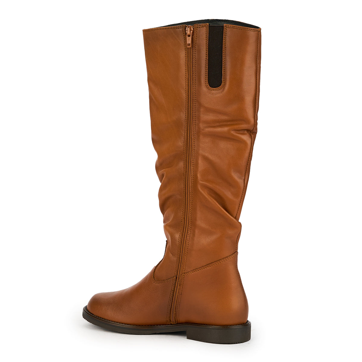 Cizme dama din piele naturala maro cu elastic pe pulpa 17325 ...