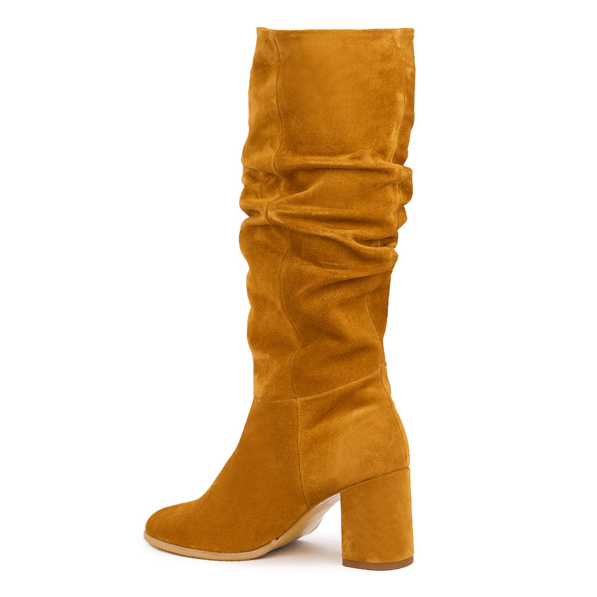 Cizme dama din piele naturala maro cu toc gros 7.5 cm 16873 ...