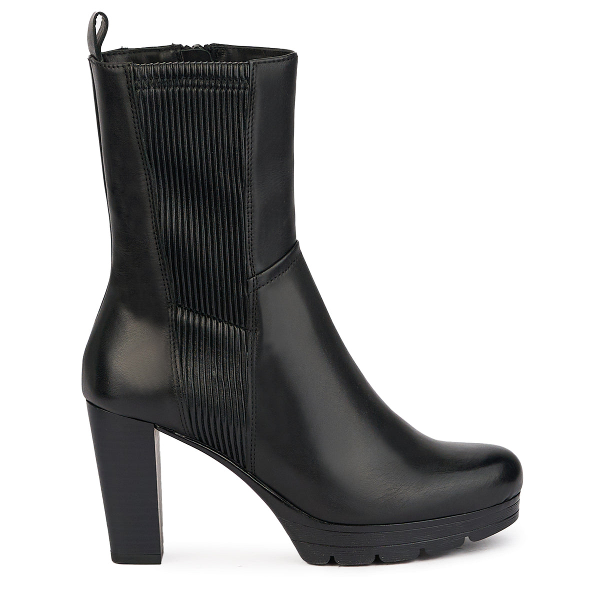 Cizme dama din piele naturala neagra cu toc gros 9 cm 17199 ...