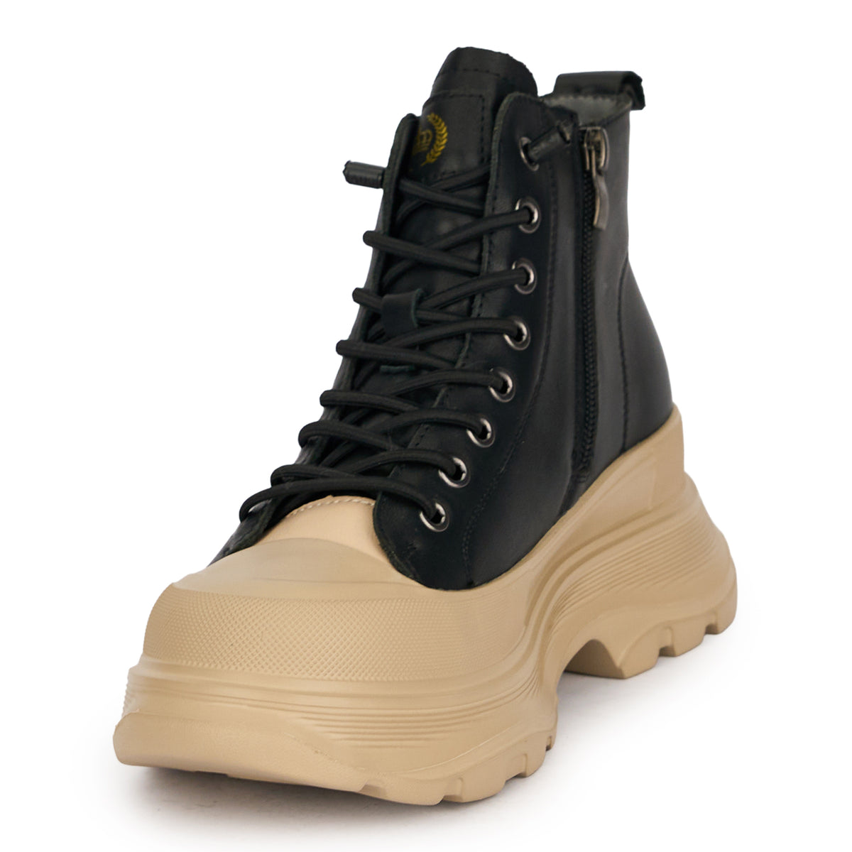 Ghete dama din piele naturala neagra cu talpa inalta 6 cm 18952 ...