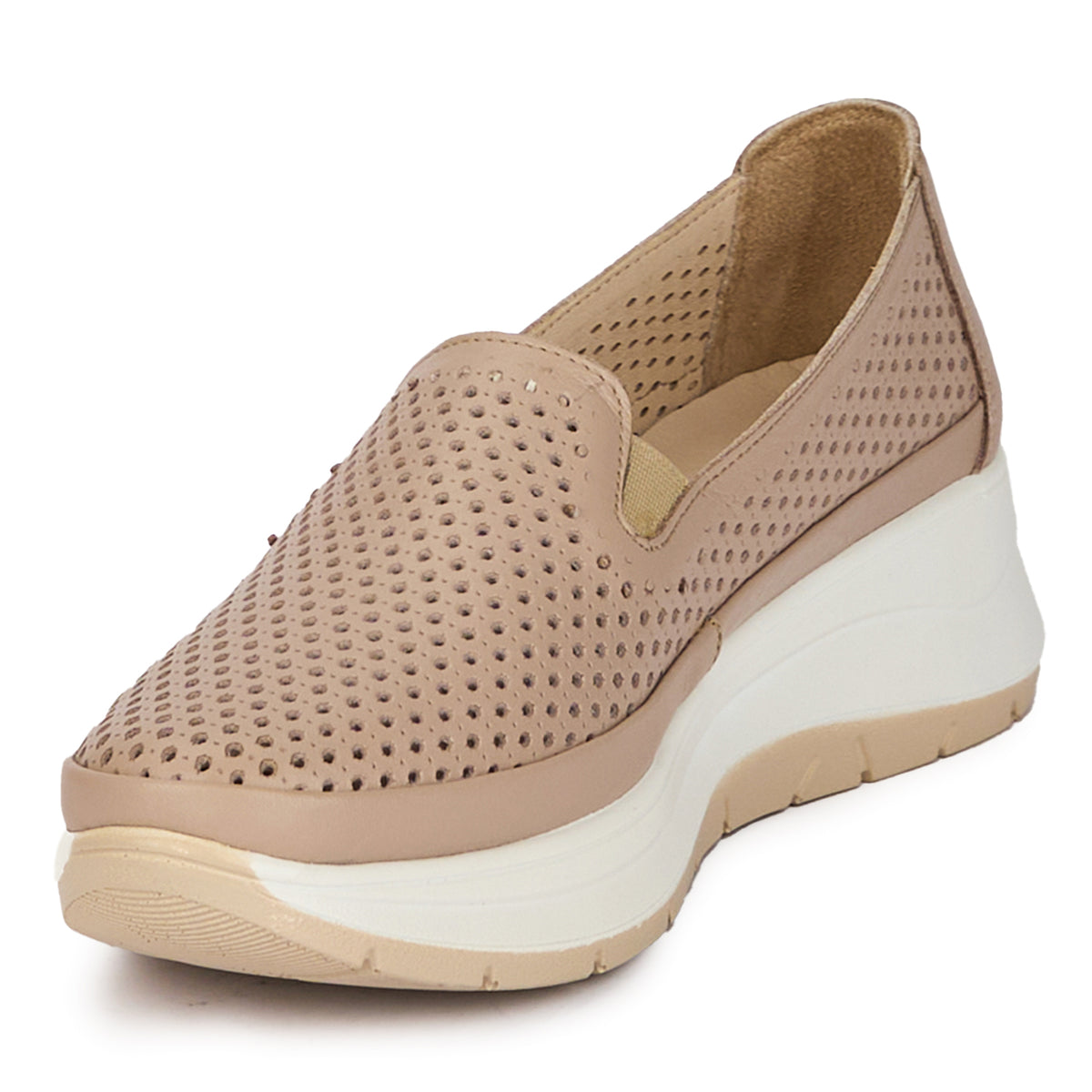 Pantofi casual dama din piele naturala crem 18016 – Superlative.ro