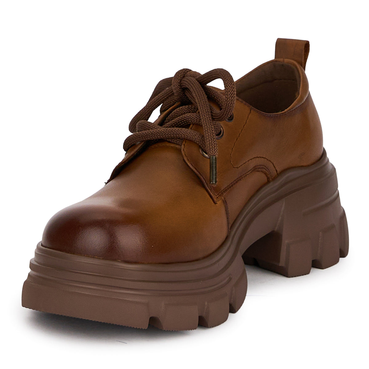 Pantofi casual dama din piele naturala maro cu siret 18739 – Superlative.ro