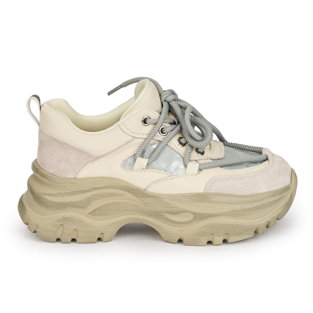 Pantofi dama din piele naturala gri cu talpa inalta 6 cm 19056 ...