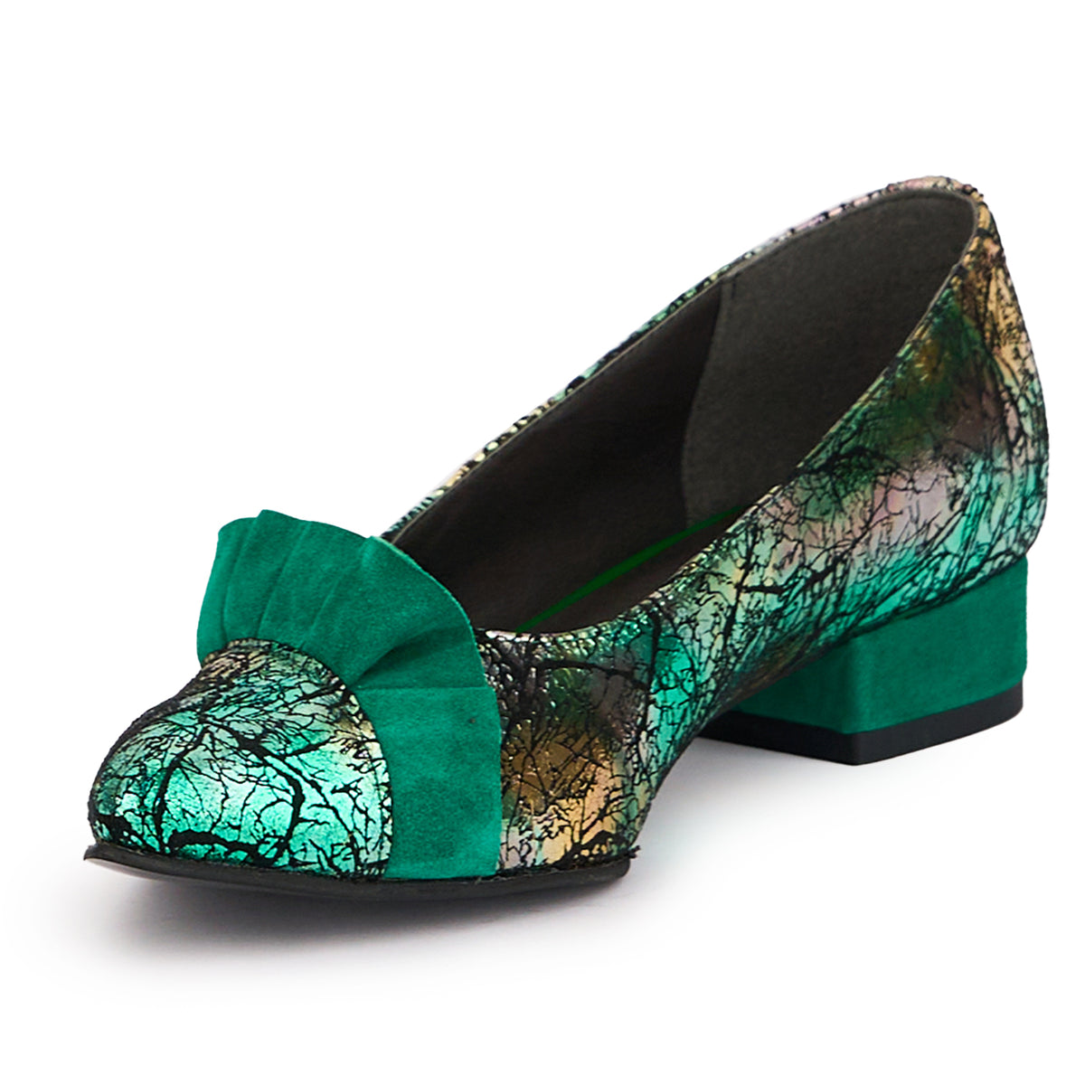 Pantofi dama din piele naturala multicolor cu toc mic 3 cm 16820 ...