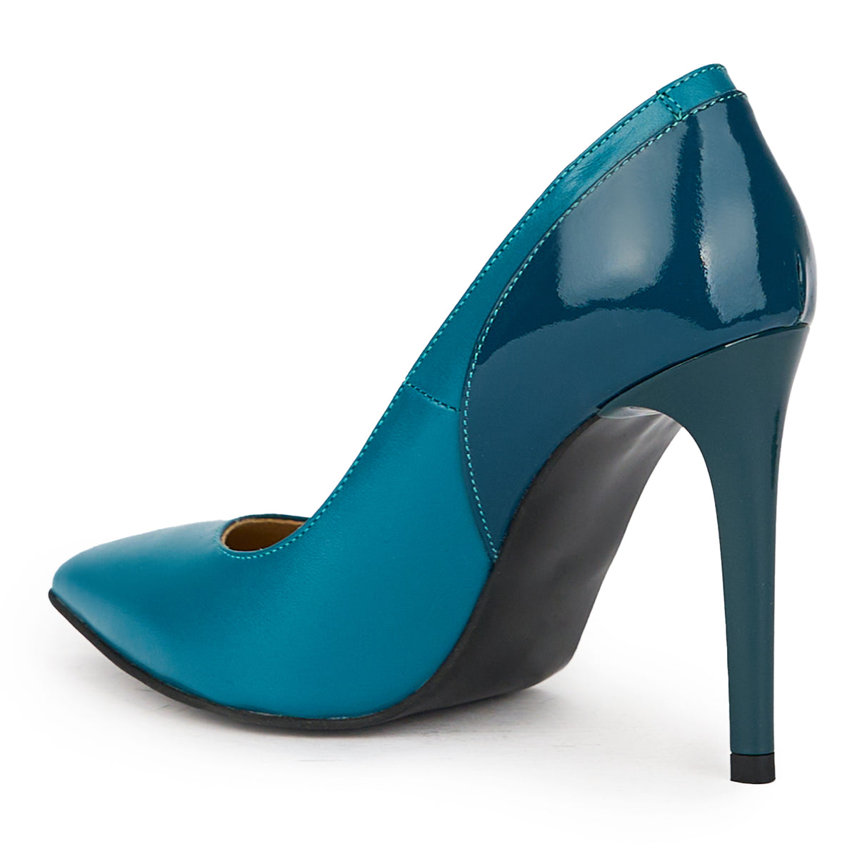 Pantofi dama din piele naturala turcoaz cu toc subtire 10 cm 15816 ...
