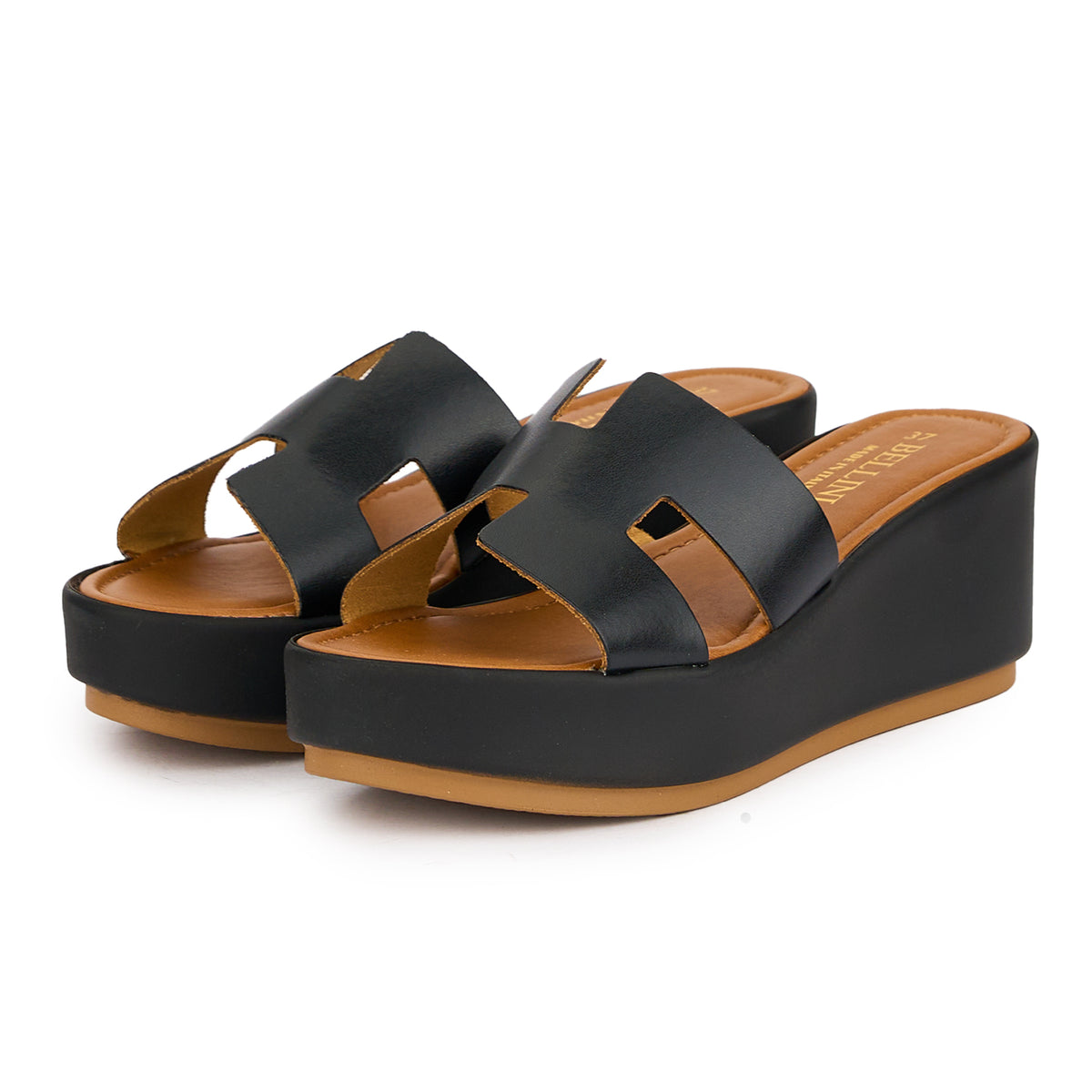 Papuc dama din piele naturala neagra cu talpa inalta 16200 – Superlative.ro