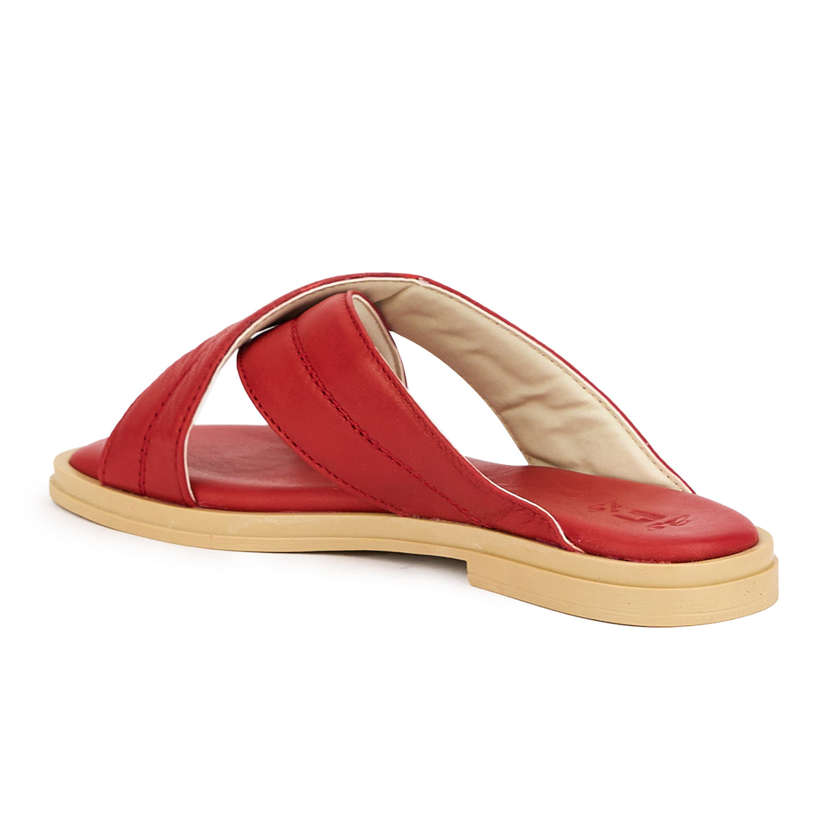 Papuc dama din piele naturala rosie cu talpa joasa 16160 – Superlative.ro