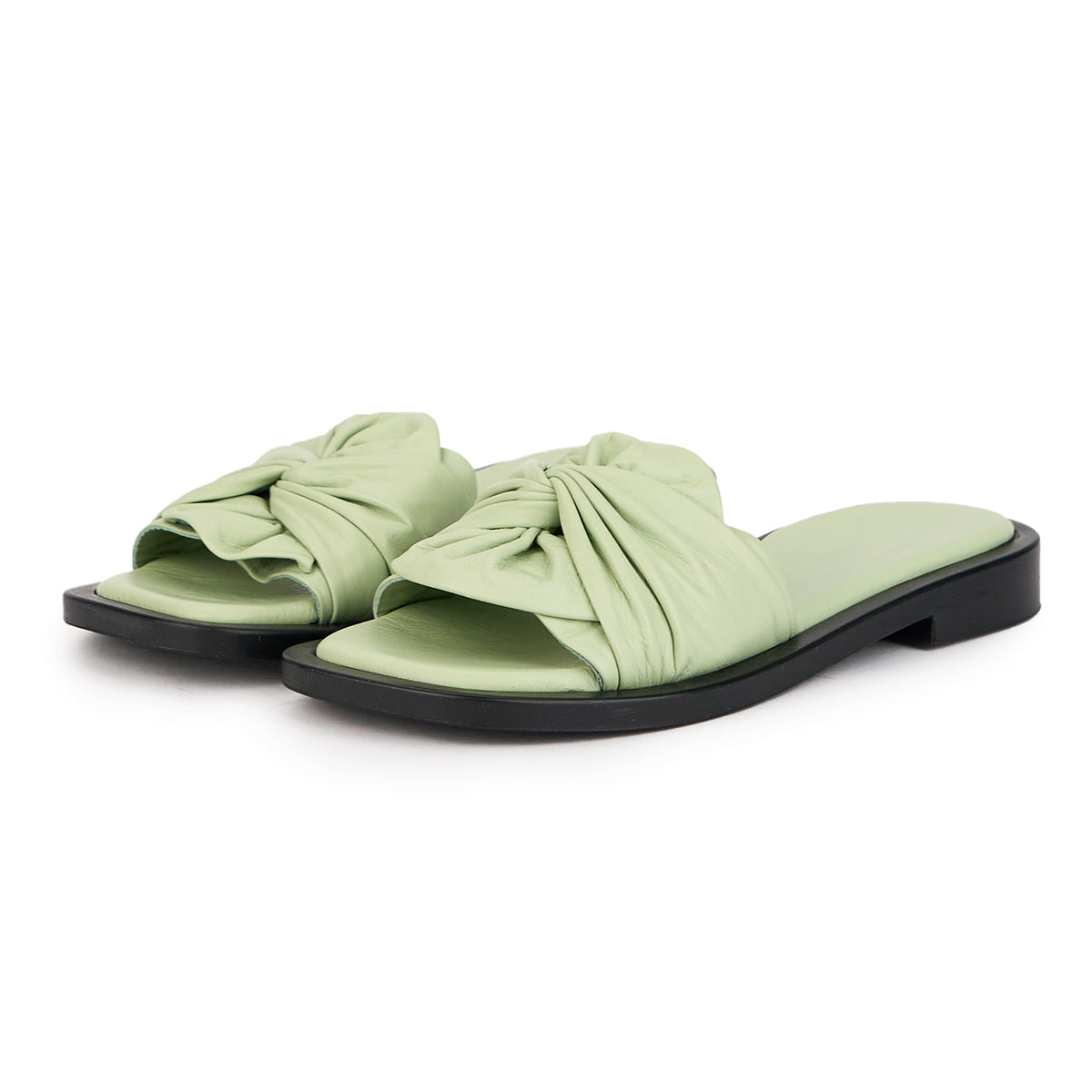 Papuc dama din piele naturala verde-menta cu talpa joasa 16112 ...