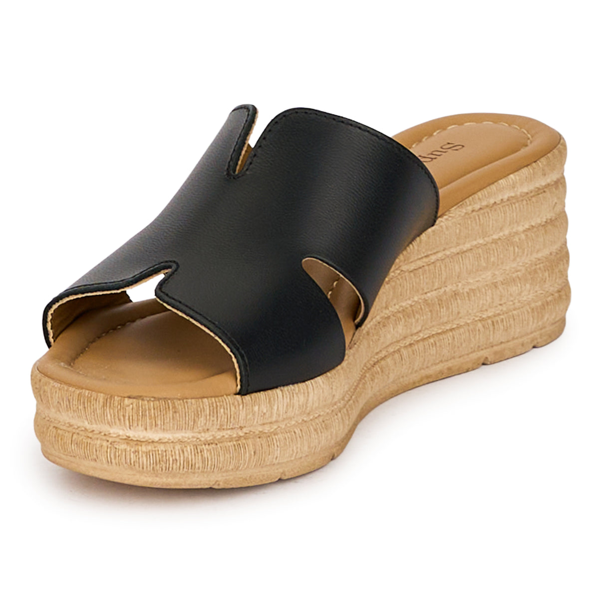 Saboti dama din piele naturala neagra cu platforma 6.5 cm 18354 ...