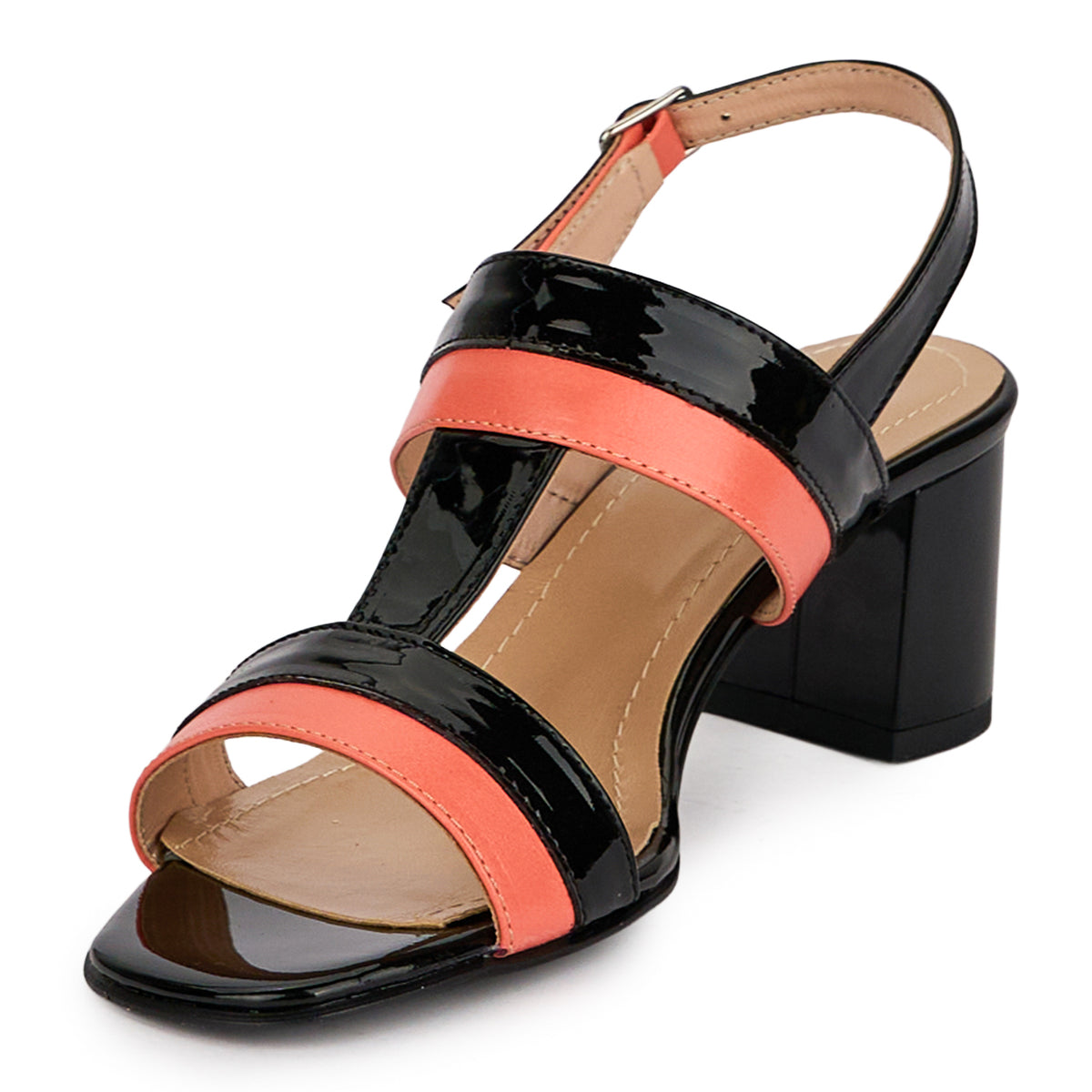 Sandale dama din piele naturala multicolora cu toc gros 6 cm 18686 ...
