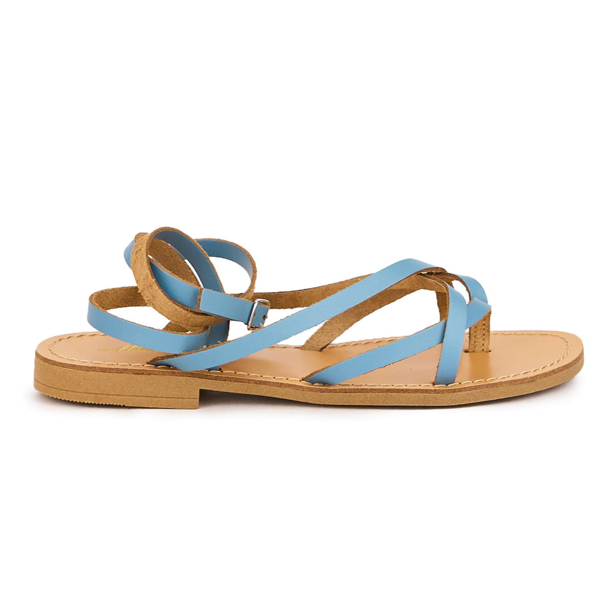 Sandale romane dama din piele naturala bleumarin cu talpa joasa 16589 ...