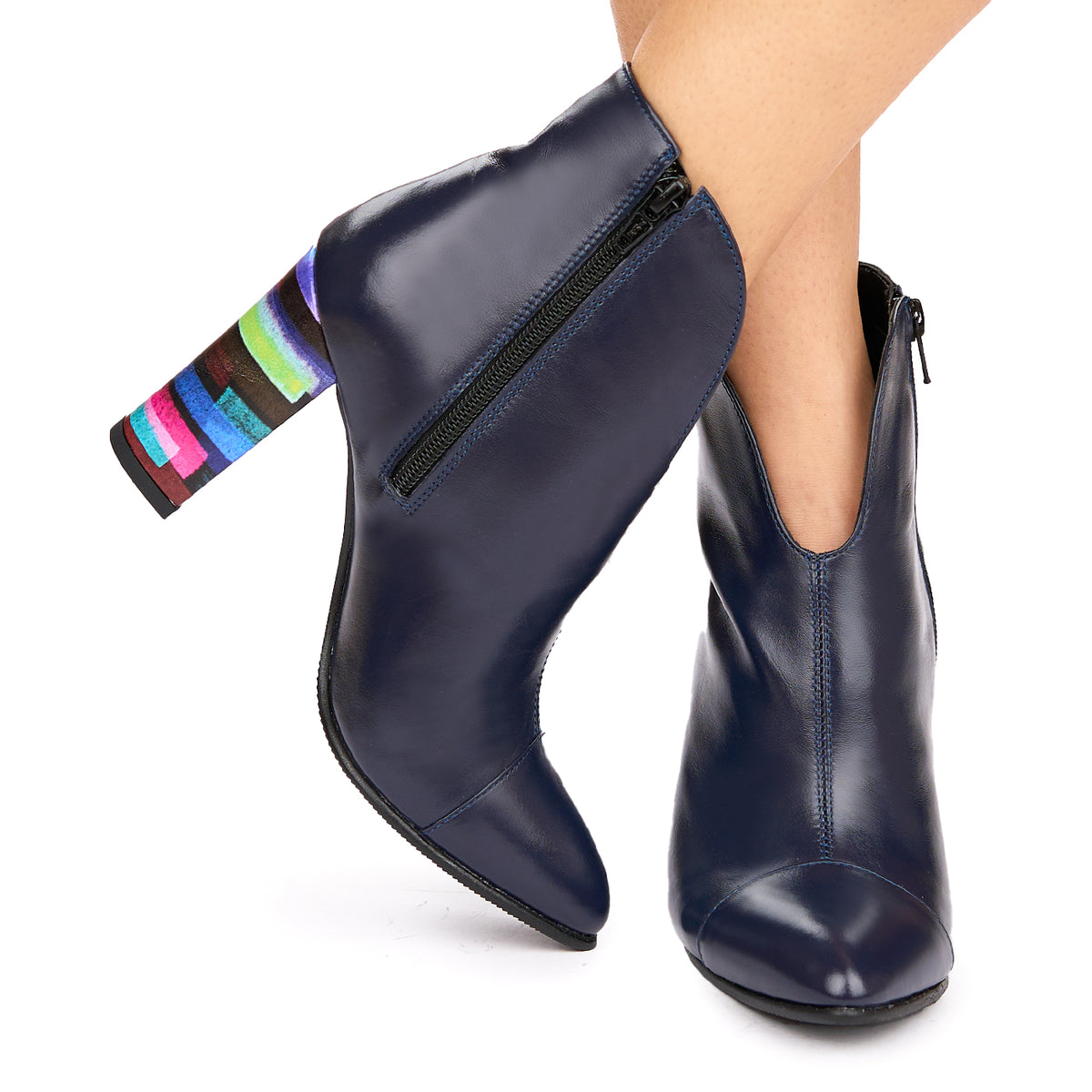 Botine dama din piele naturala bleumarin 6352 – Superlative.ro