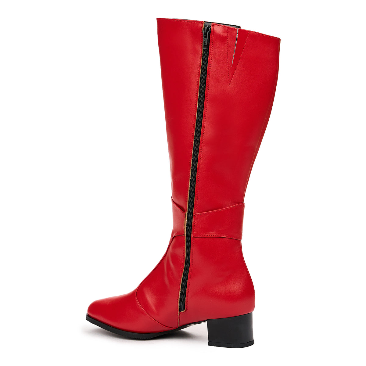 Cizme Rosii Piele Lungi cu Toc 6696 – Superlative.ro