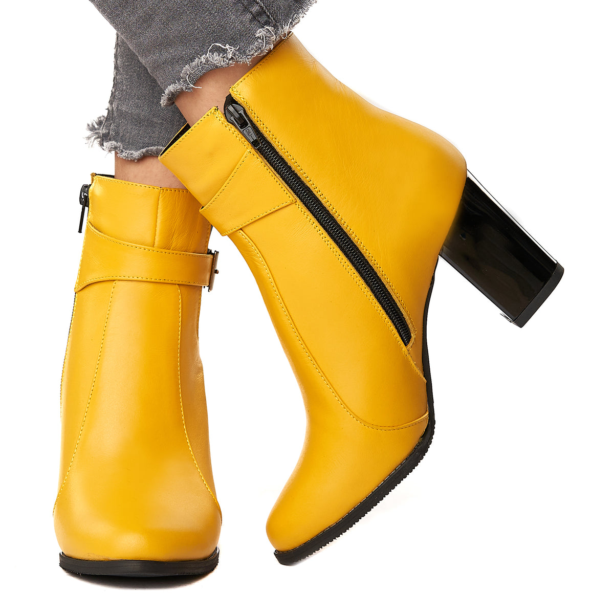 Botine dama galbene din piele naturala 6131 – Superlative.ro