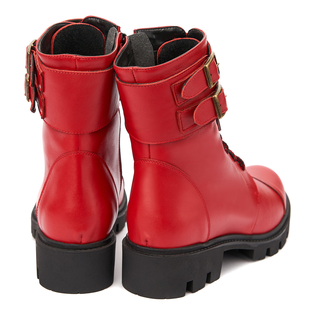 Ghete dama din piele naturala rosie 3739 – Superlative.ro