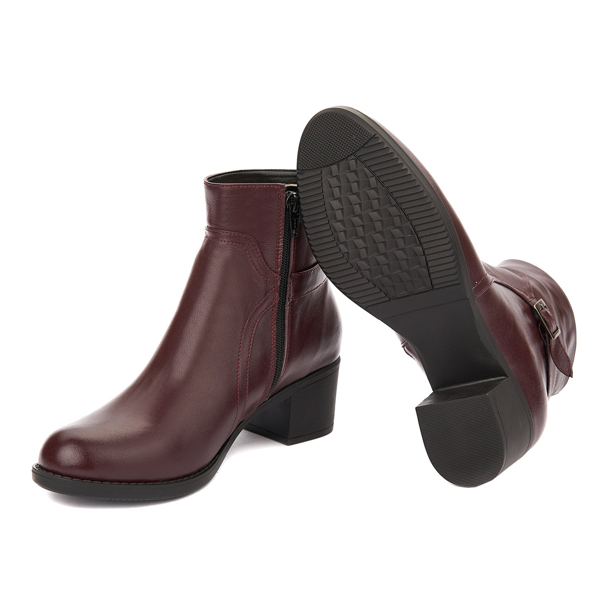 Botine dama visinii din piele naturala 6234 – Superlative.ro