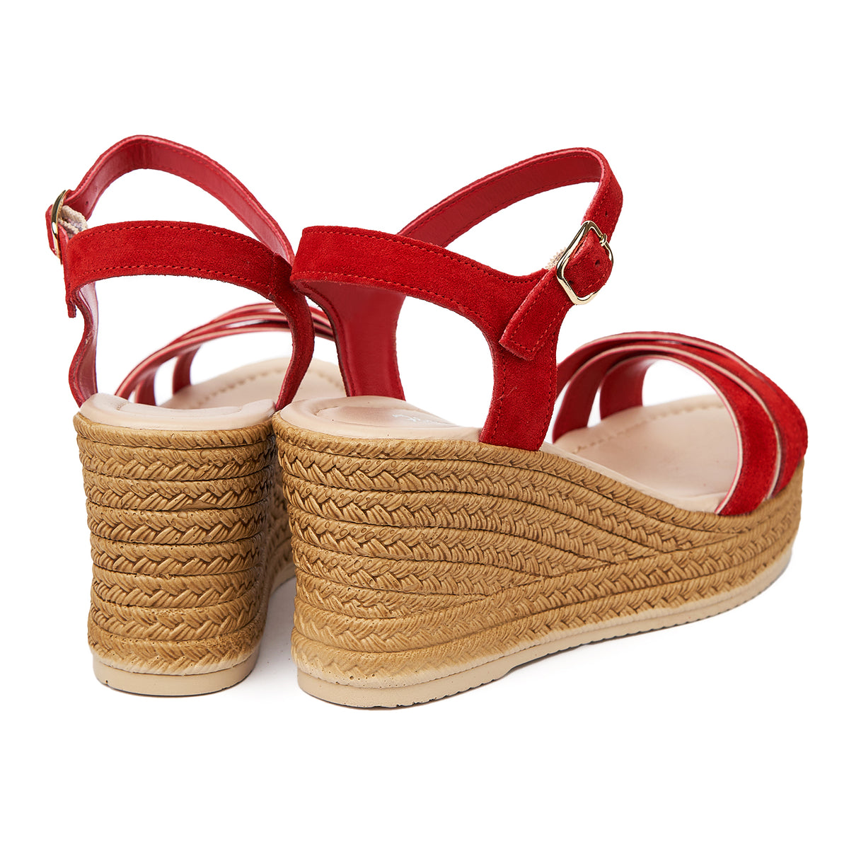 Sandale dama din piele rosie cu platforma 2401 – Superlative.ro