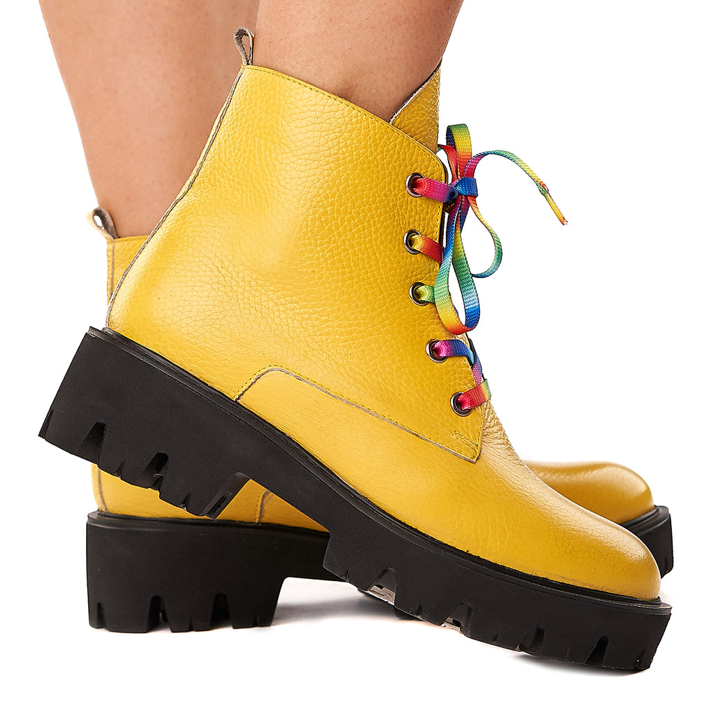 Ghete Galbene Piele Naturala de Toamna - Iarna 3387 – Superlative.ro