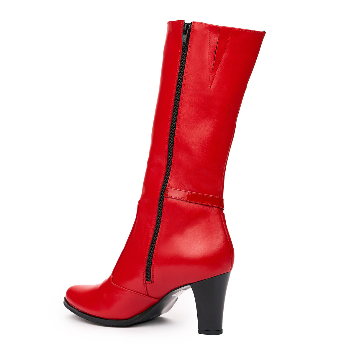 Cizme Lungi din Piele cu Toc 8 Cm Rosii 6527 – Superlative.ro