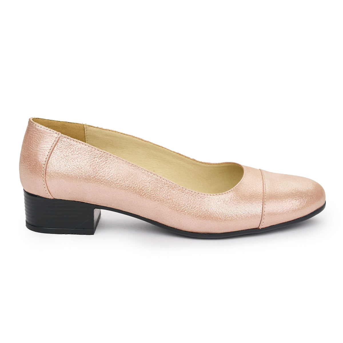 Pantofi dama din piele naturala roz sidef cu toc de 3cm 13093 ...