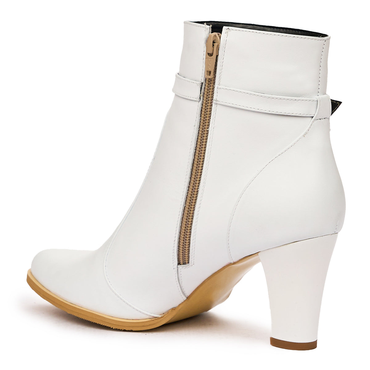 Botine cu Toc Albe din Piele Naturala 6646 – Superlative.ro