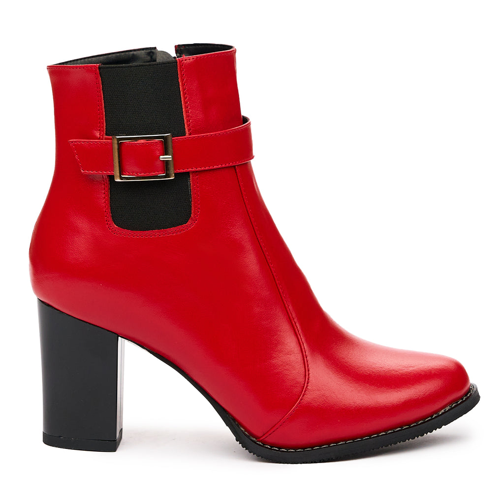 Botine rosii dama din piele naturala 6647 – Superlative.ro