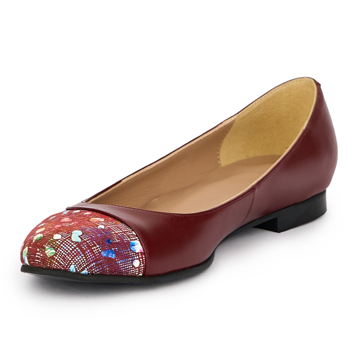 Balerini dama din piele naturala visinie 15313 – Superlative.ro