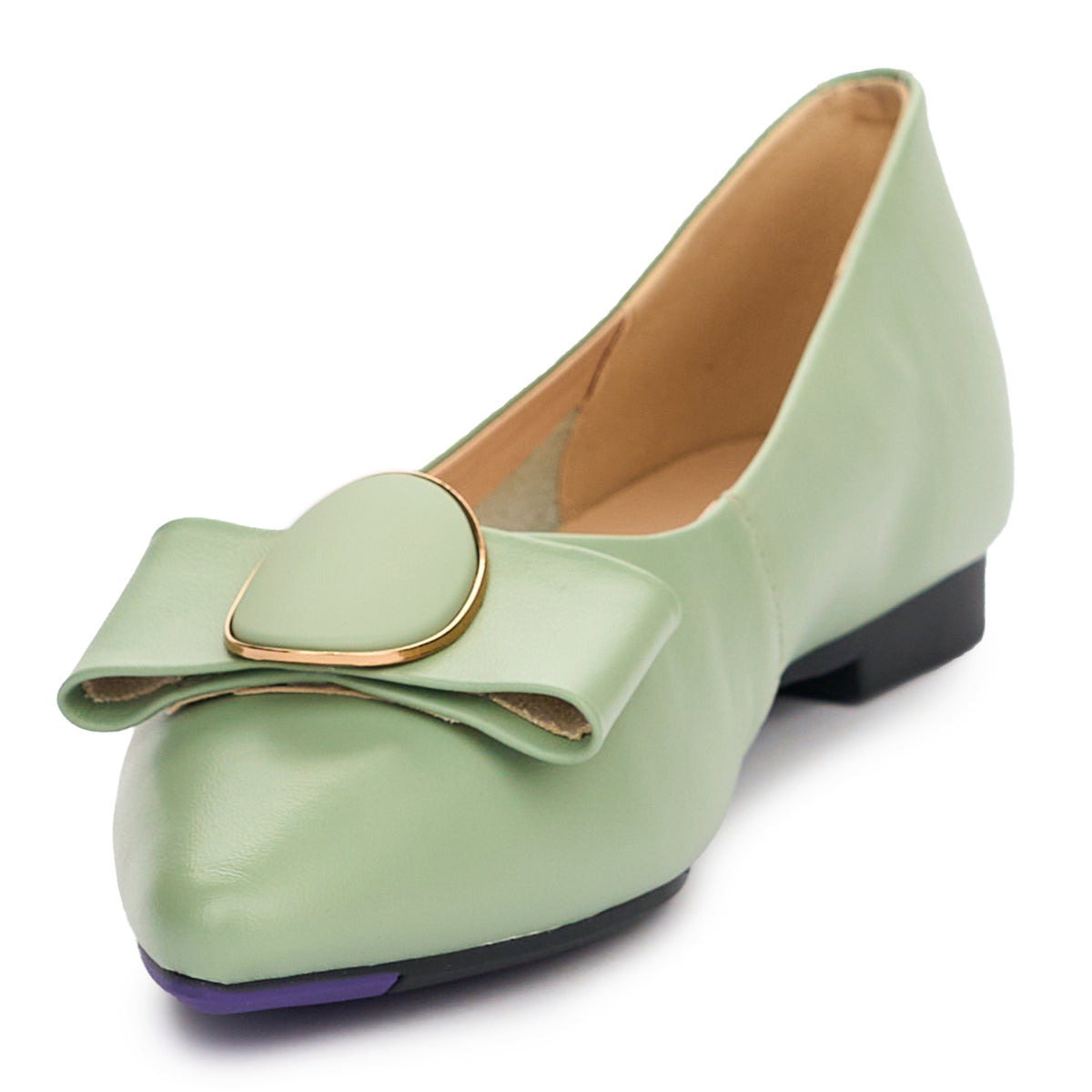 Balerini eleganti dama din piele naturala verde 13100 – Superlative.ro