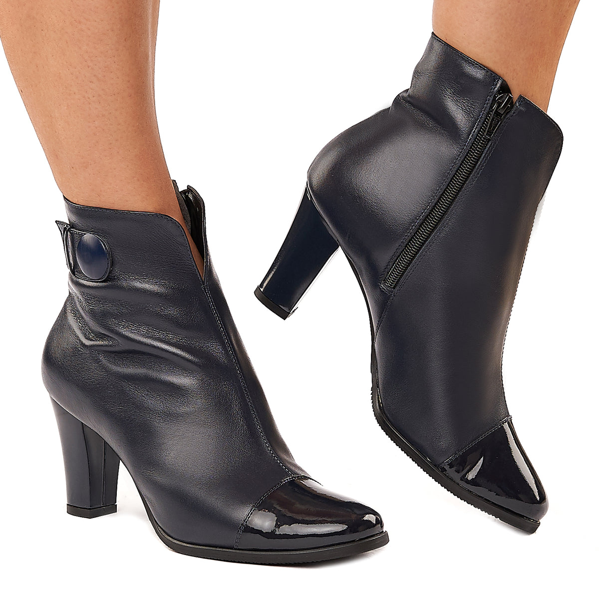 Botine bleumarin din piele naturala 6019 – Superlative.ro