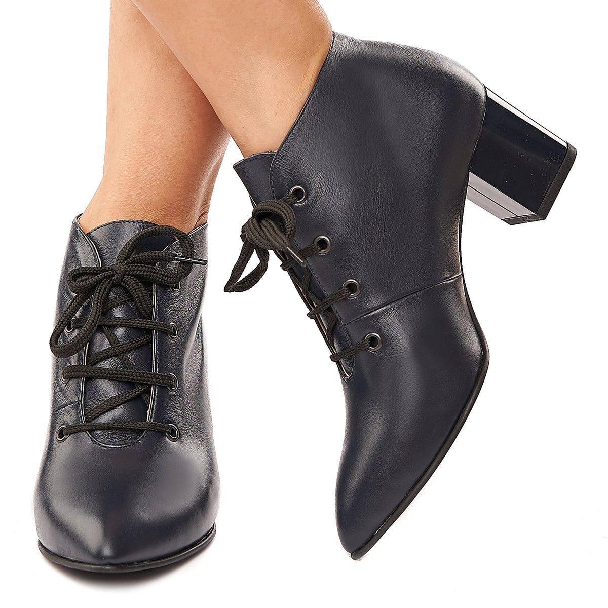 Botine bleumarin din piele naturala 6108 – Superlative.ro