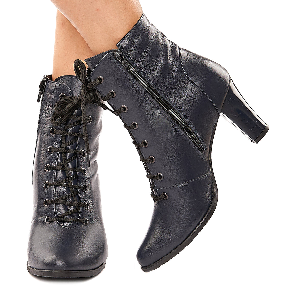 Botine dama bleumarin din piele naturala 6125 – Superlative.ro