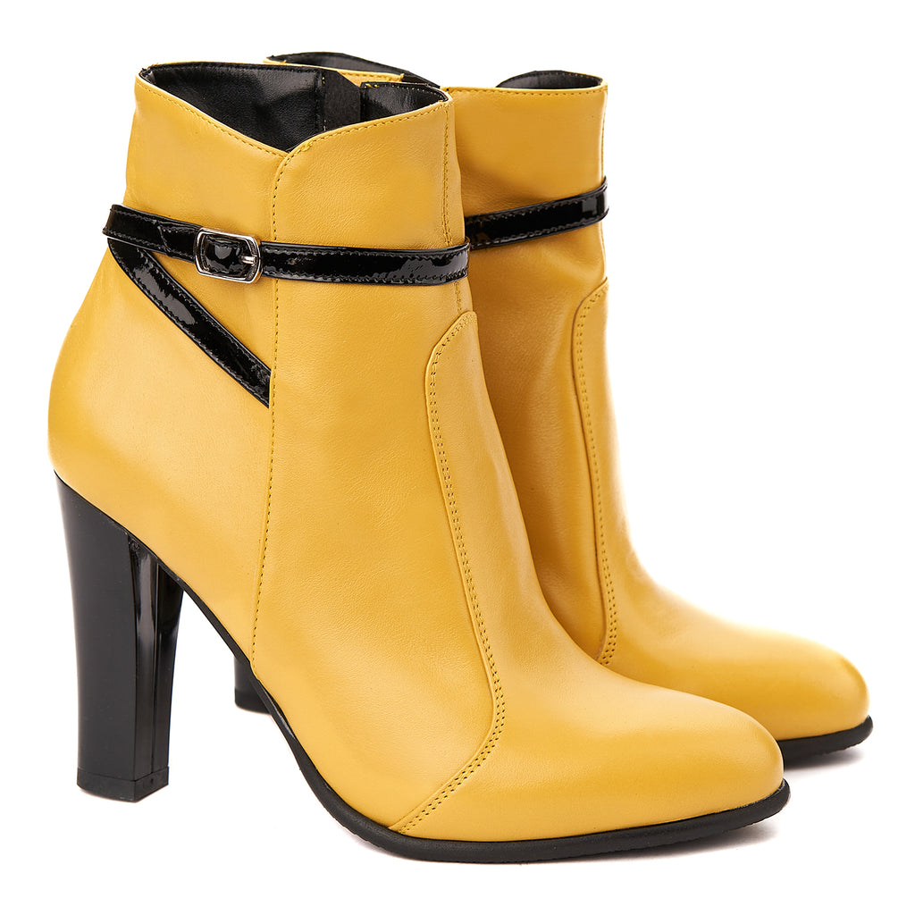 Botine dama galbene din piele naturala 6190 – Superlative.ro