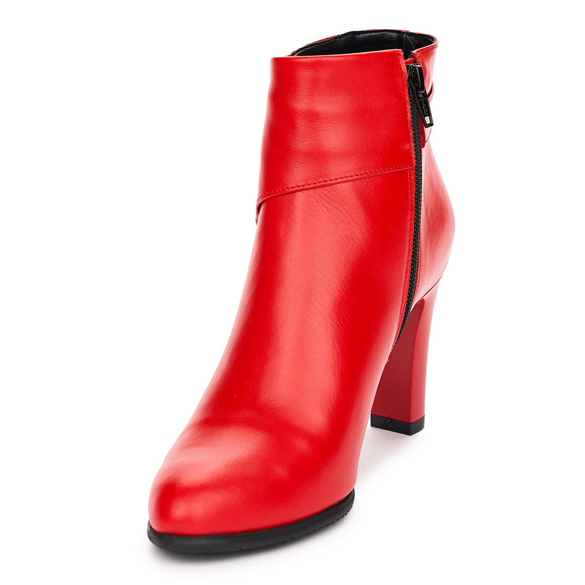 Botine Dama Rosii Toc 8.5 Cm din Piele Naturala 10872 – Superlative.ro