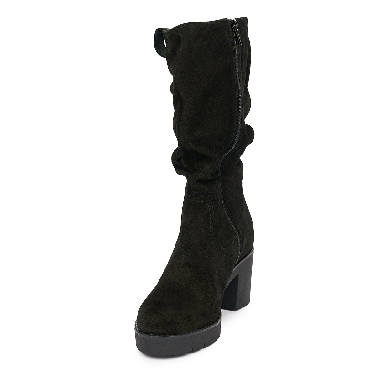 Cizme Dama Elegante cu Toc Mic din Piele Naturala Neagra 12006 ...