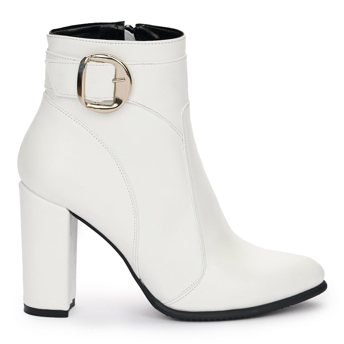 Botine Albe cu Toc 9.5 Cm Dama din Piele Naturala 12353 – Superlative.ro