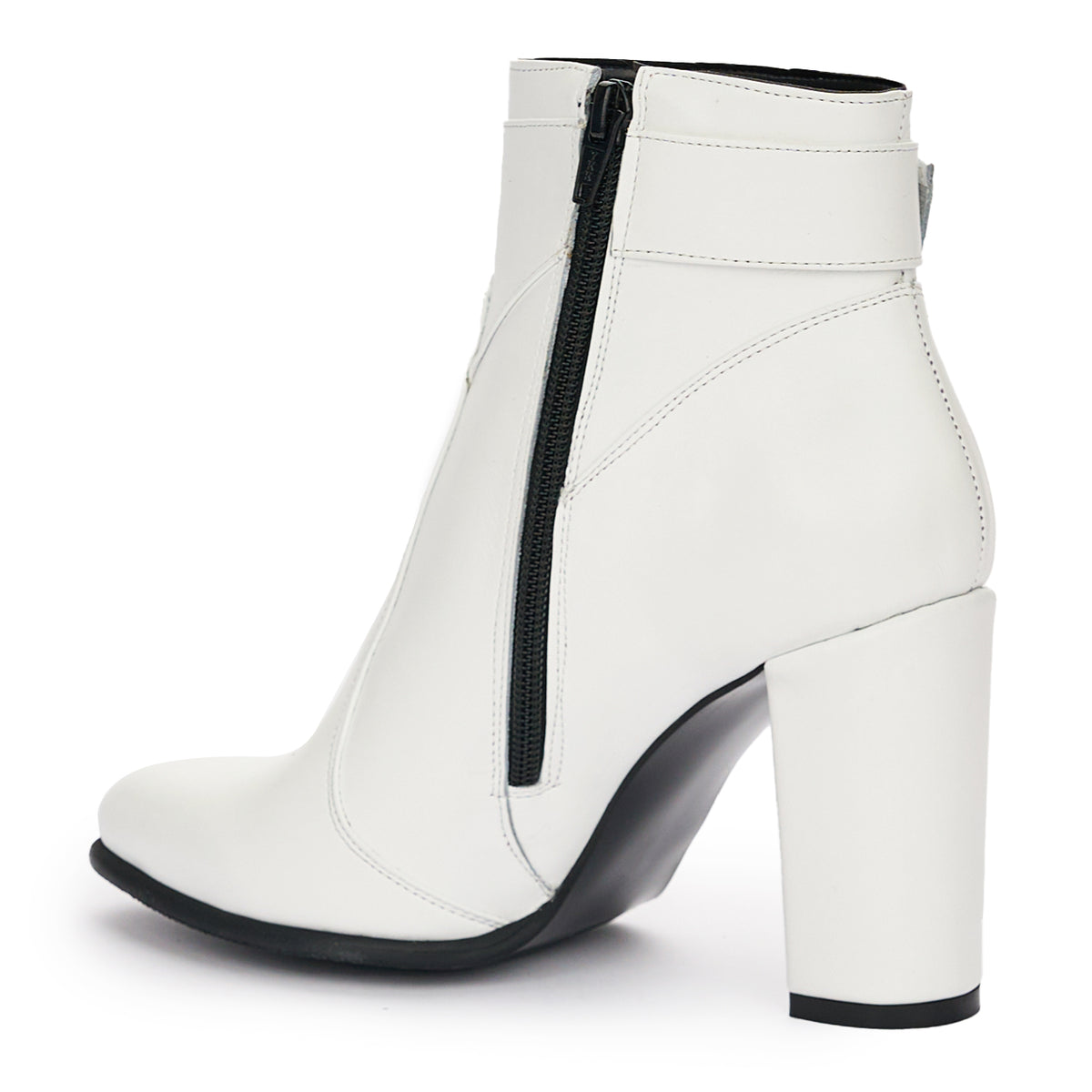 Botine Albe cu Toc 9.5 Cm Dama din Piele Naturala 12353 – Superlative.ro