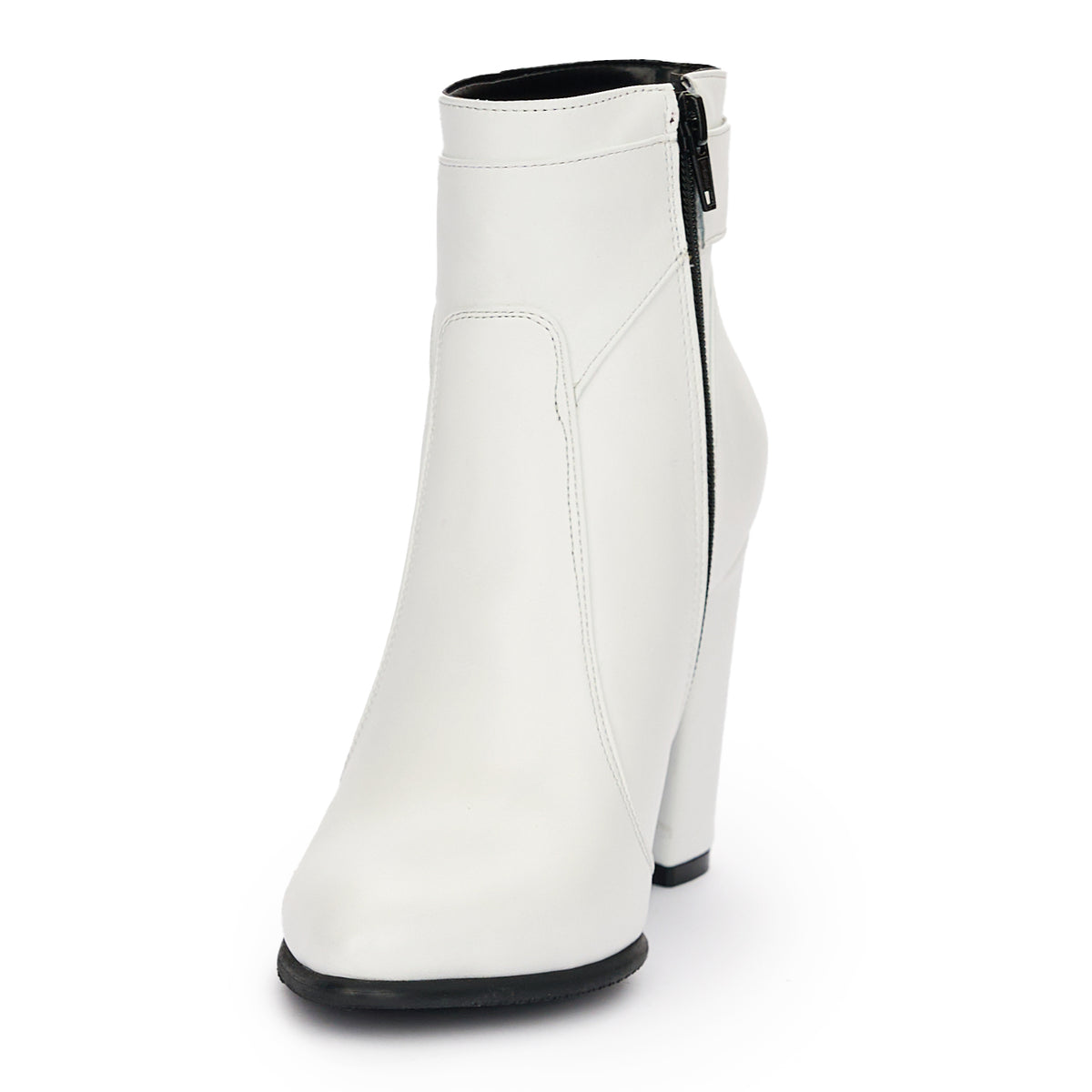 Botine Albe cu Toc 9.5 Cm Dama din Piele Naturala 12353 – Superlative.ro