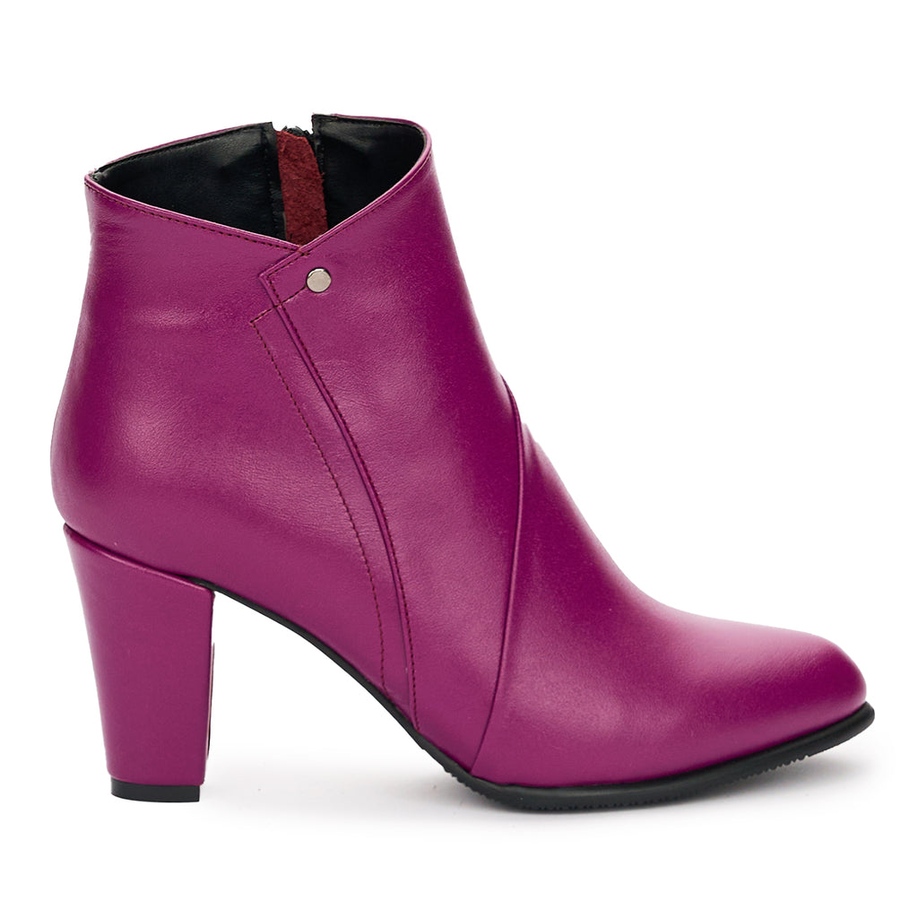 Botine Piele Mov Dama Toc 8 Cm 12365 – Superlative.ro