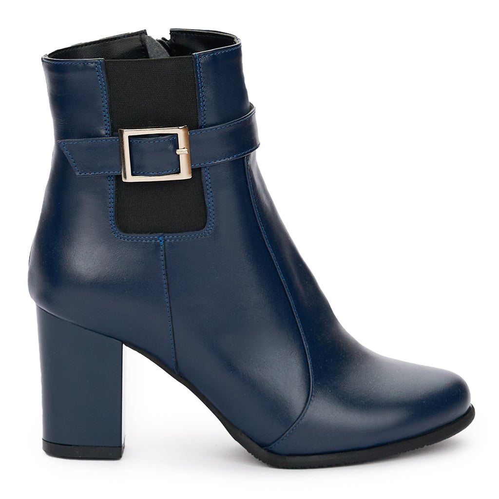 Botine Dama Bleumarin Piele Naturala Toc 7.5 Cm 12404 – Superlative.ro