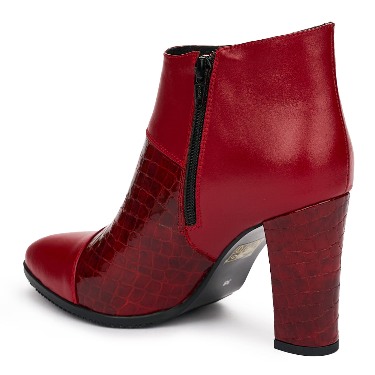 Botine Rosii cu Toc 9.5 Cm Dama din Piele Naturala 12567 – Superlative.ro